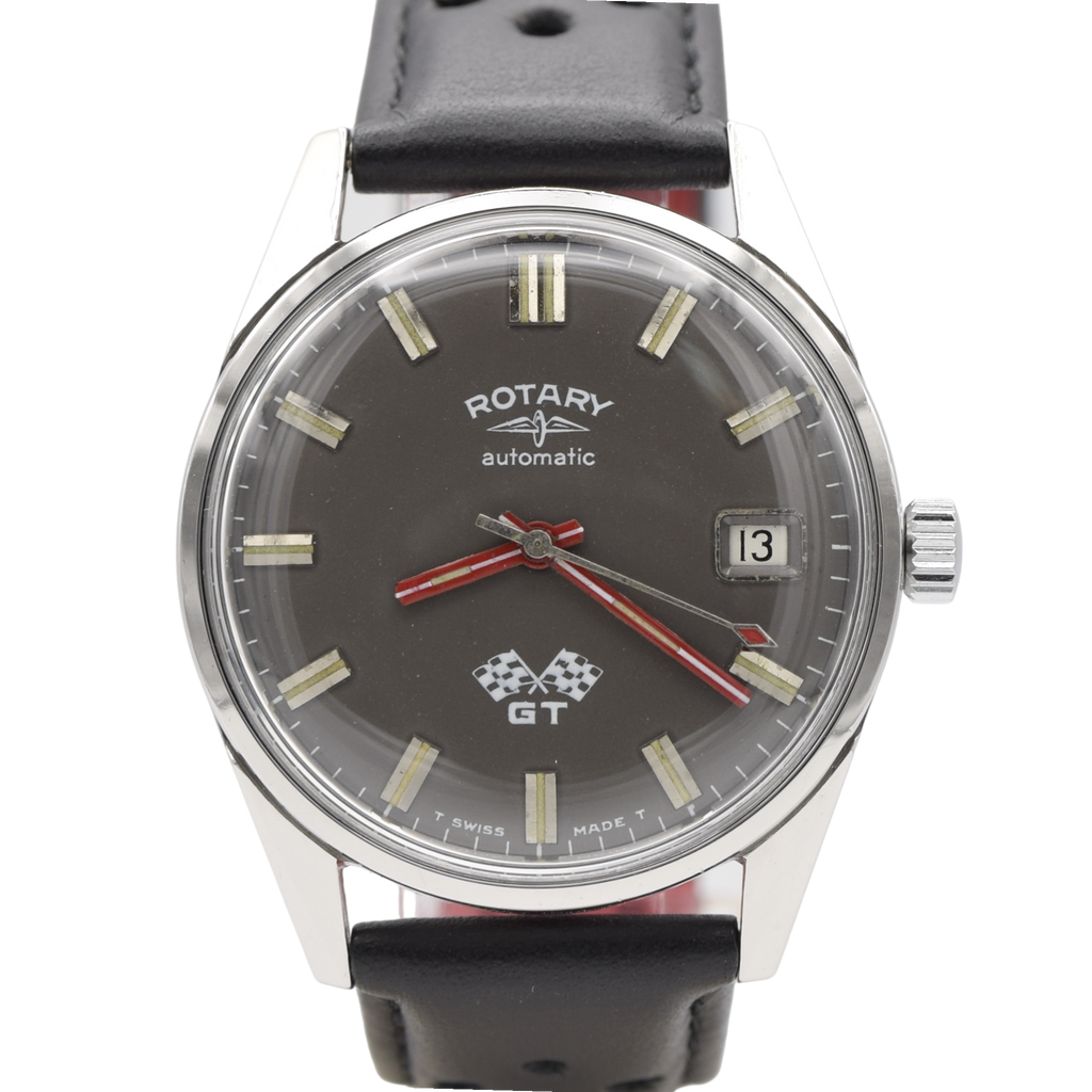 1960s Rotary GT automatic date Wristwatch with graphite colour dial ...
