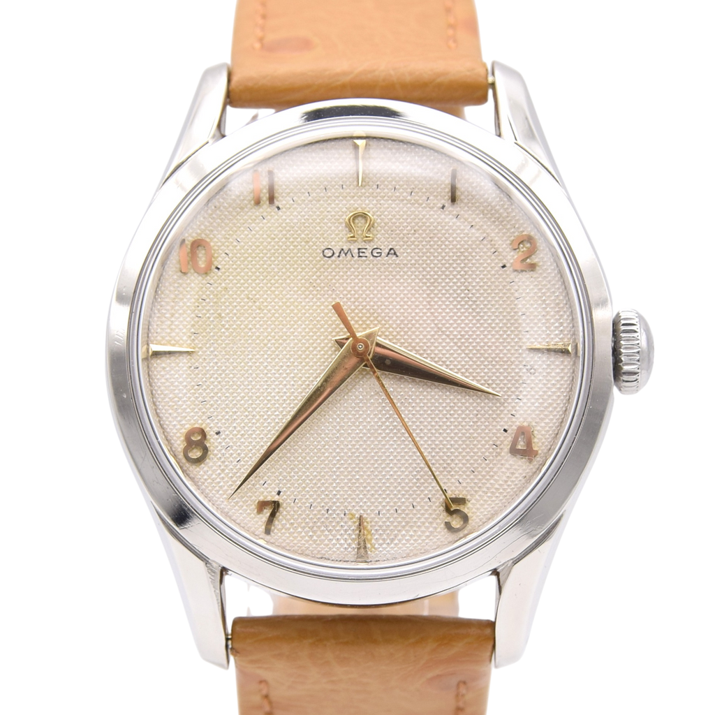 1950 Omega 36mm Model 2639 stunning honeycomb dial Stainless Steel Scr ...