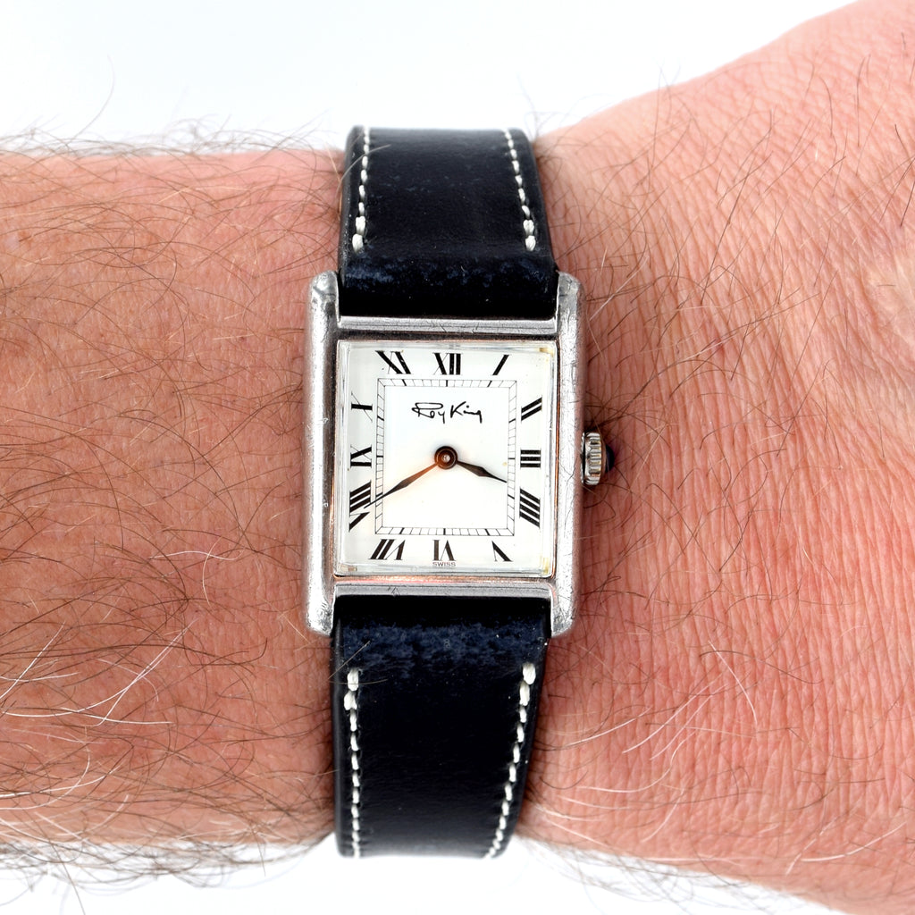 1977 Designer RoyKing Tank watch 925 Sterling silver Queens jubilee ma ...