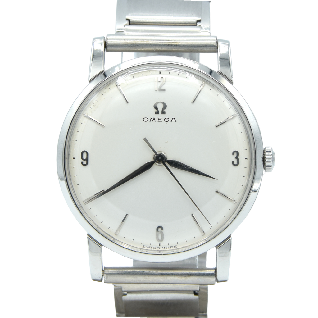 1958 Omega Manual Wind dress watch with central seconds and Mixed Arab ...