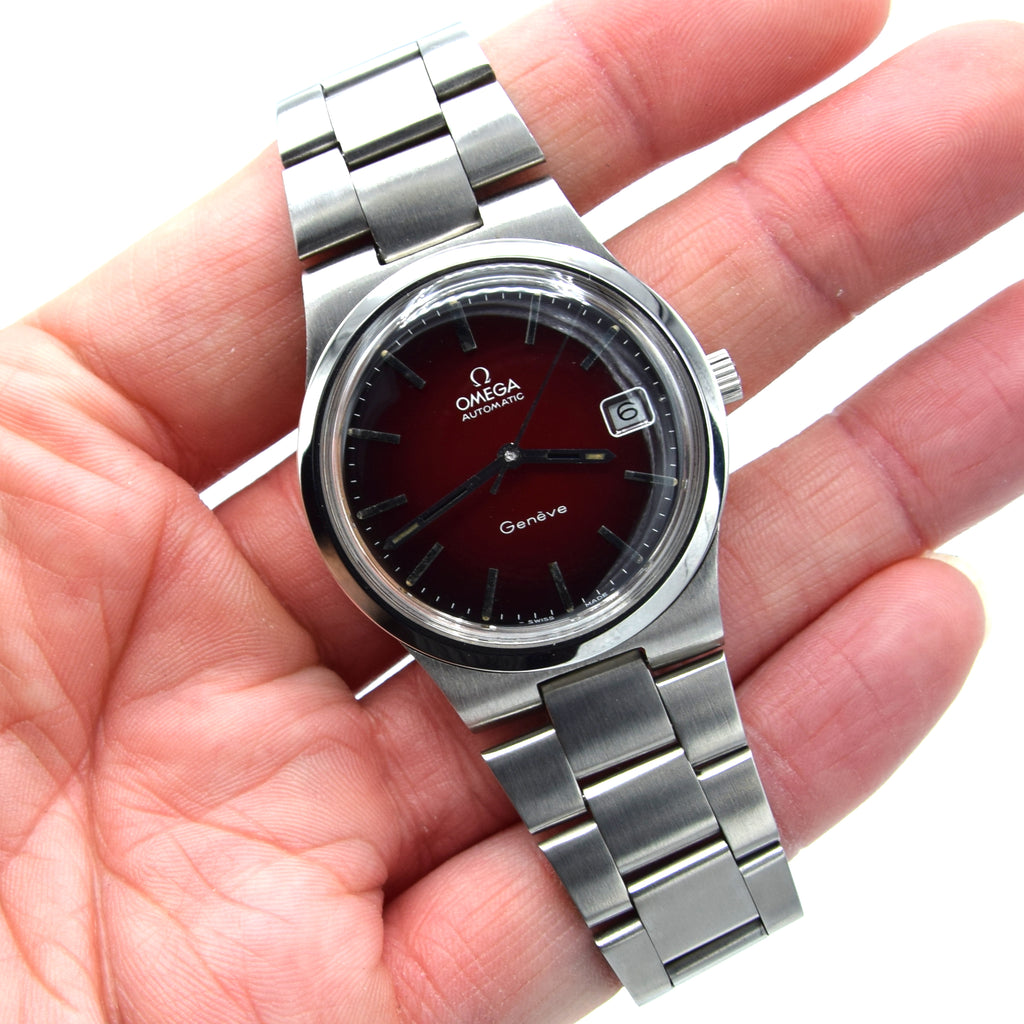 1975 Omega Genève Automatic Date Stainless Steel bracelet watch Model ...
