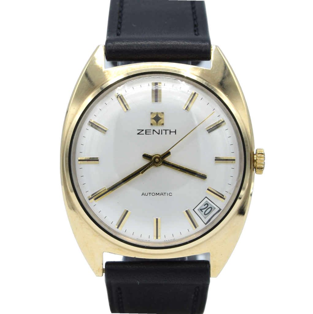 1972-73 Zenith solid 9ct gold Automatic Date 28800 Model S2078 Box - b ...