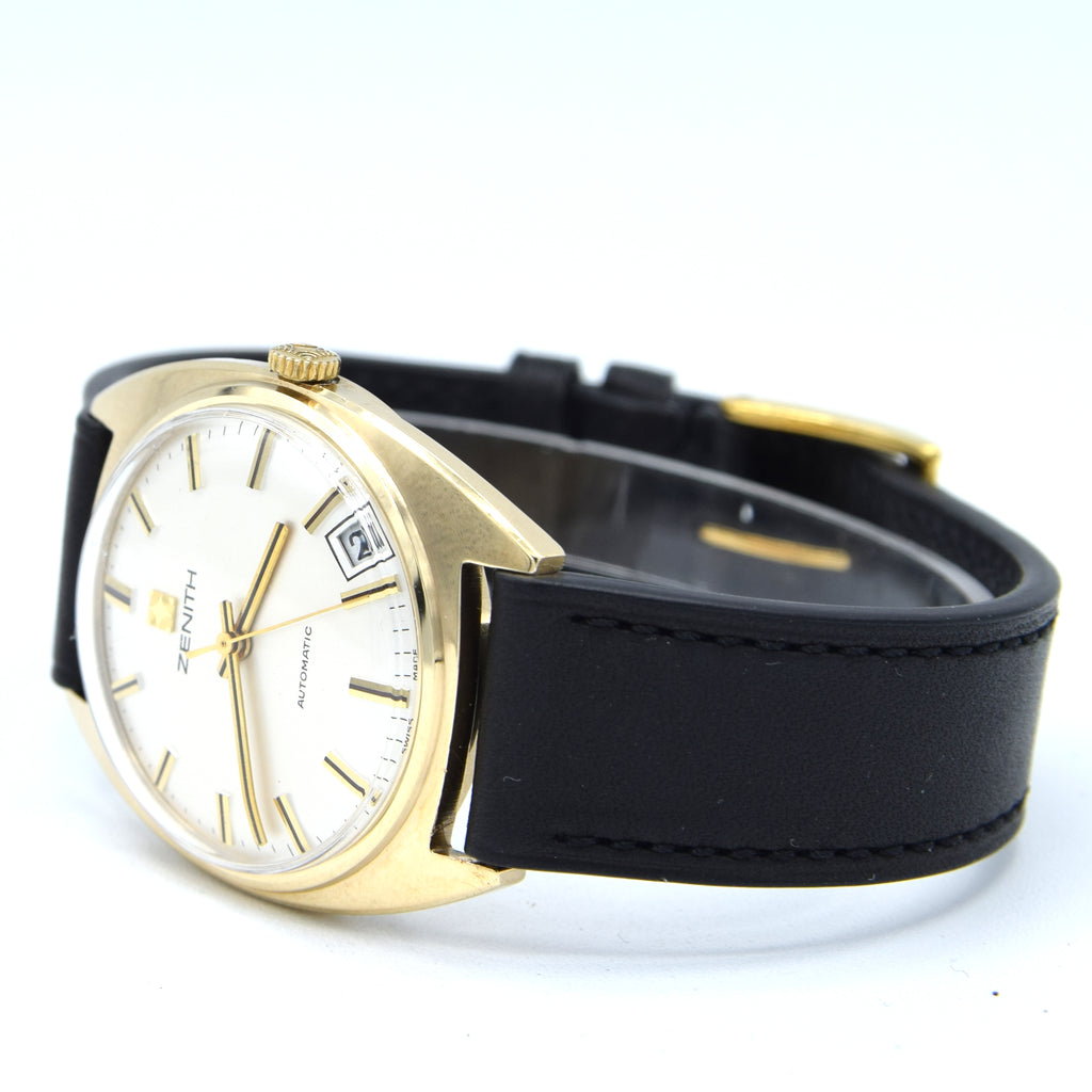 1972-73 Zenith solid 9ct gold Automatic Date 28800 Model S2078 Box - b ...