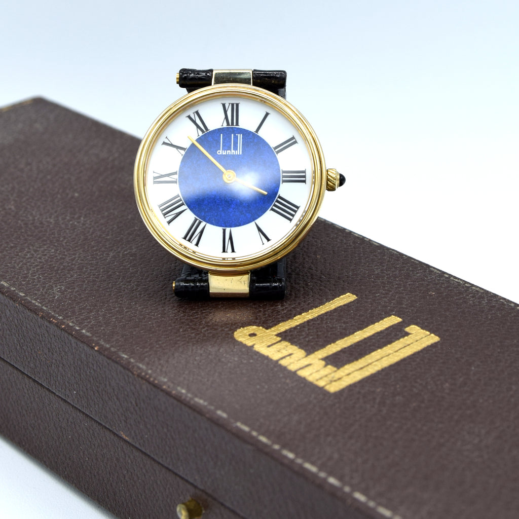1980 Alfred Dunhill silver 925 sterling 'Blue Bulls eye' swiss quartz ...