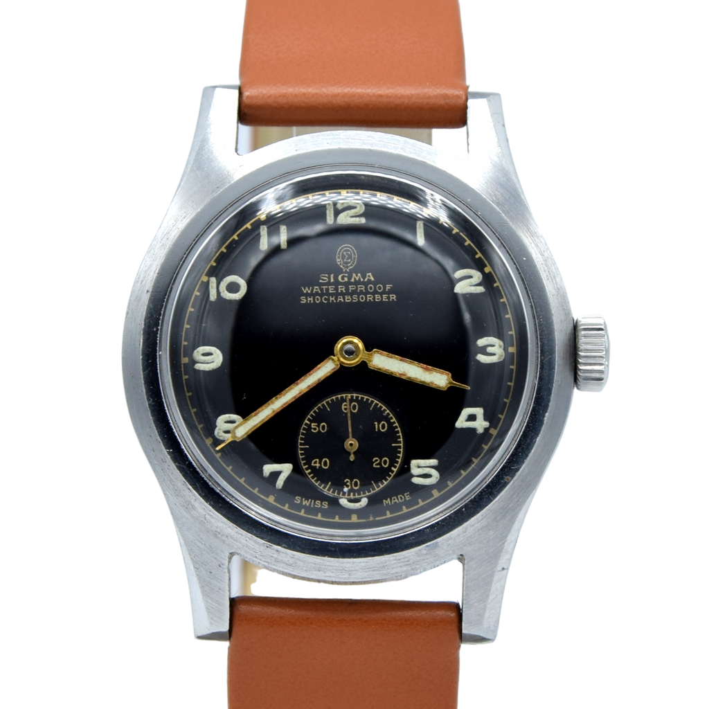 1940s Swiss Sigma military style wristwatch with stunning original glo ...