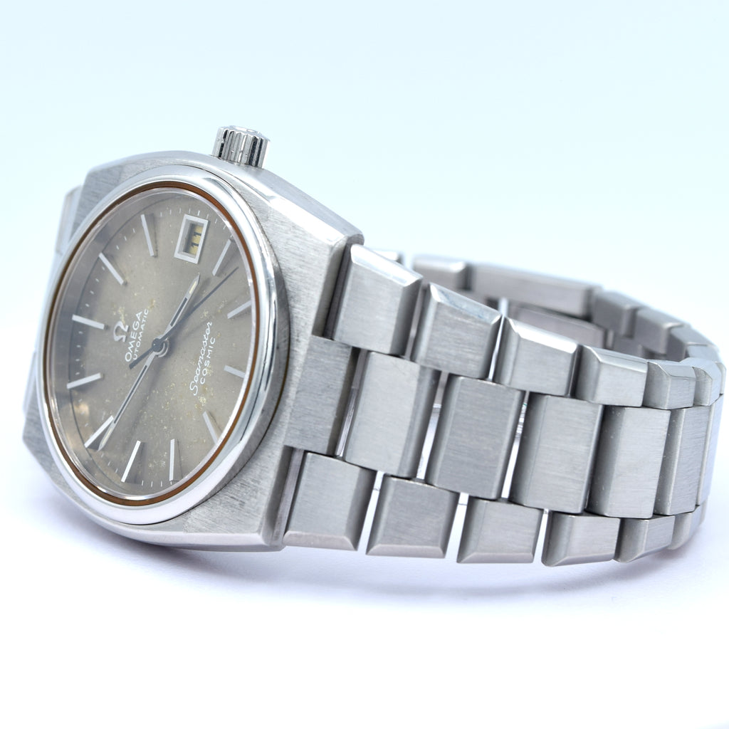 1974 Large Seamaster Cosmic Automatic Date Model 166.0195 with aged sa ...