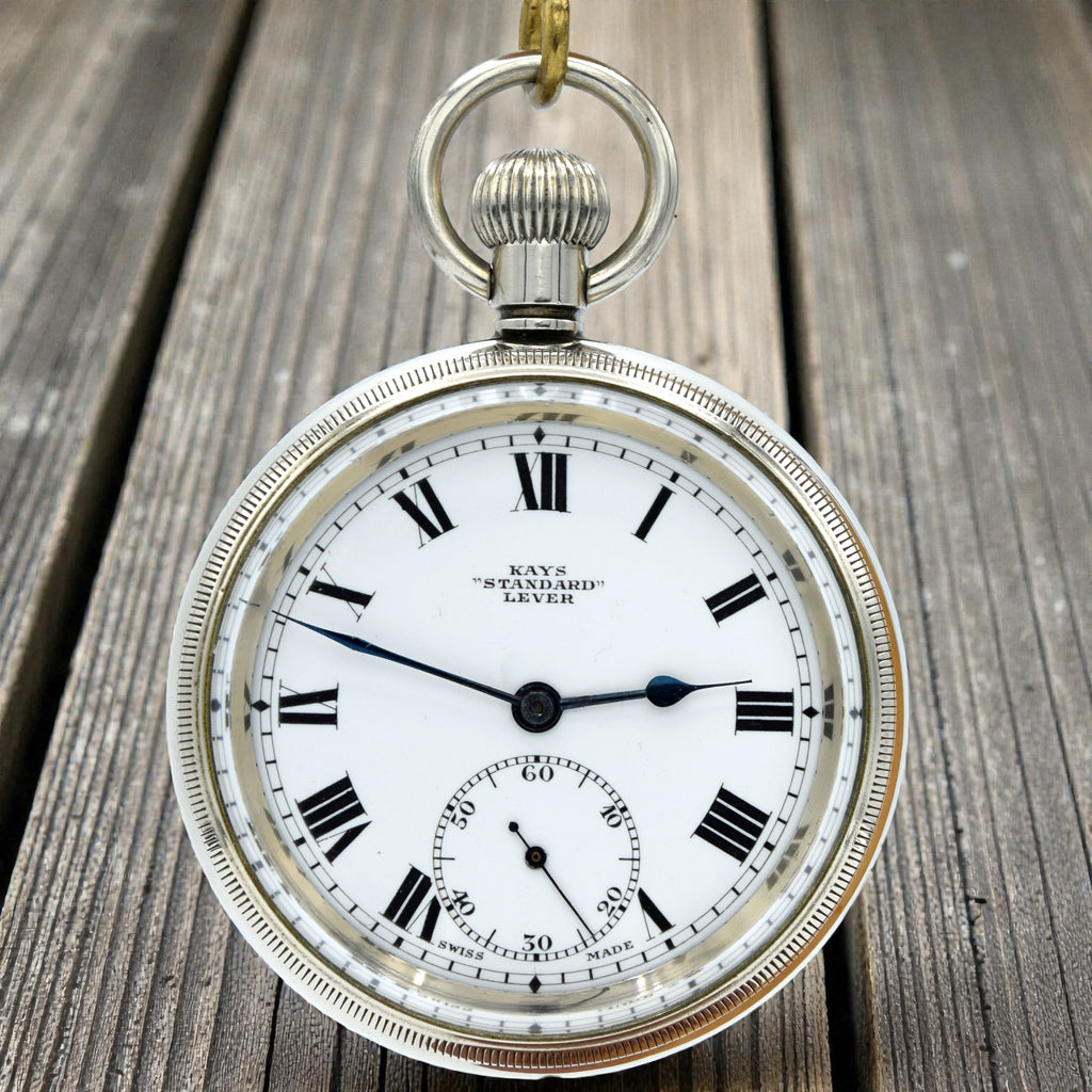 1930s kays "Standard" Swiss lever railway style pocketwatch Britain's ...