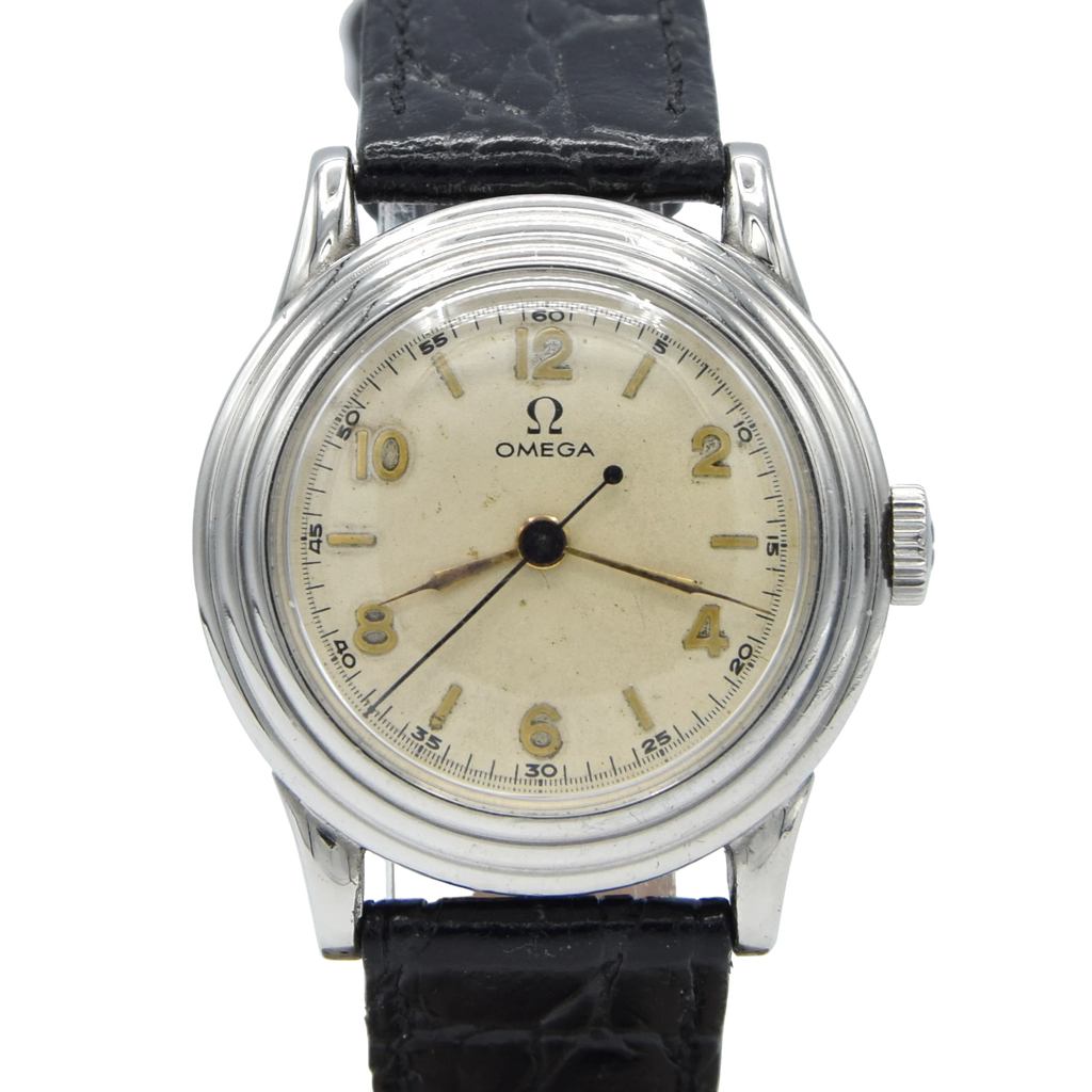 1934 Rare Omega Calatrava style stepped bezel watch in Stainless Steel ...