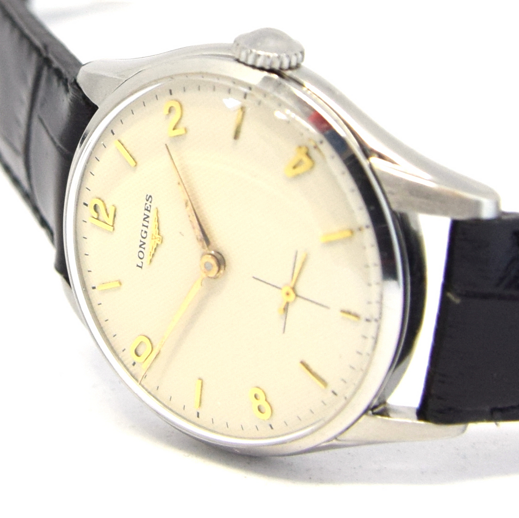 1952 Longines Manual Wind Wristwatch Model 7033 with Honeycomb Dial Ca ...