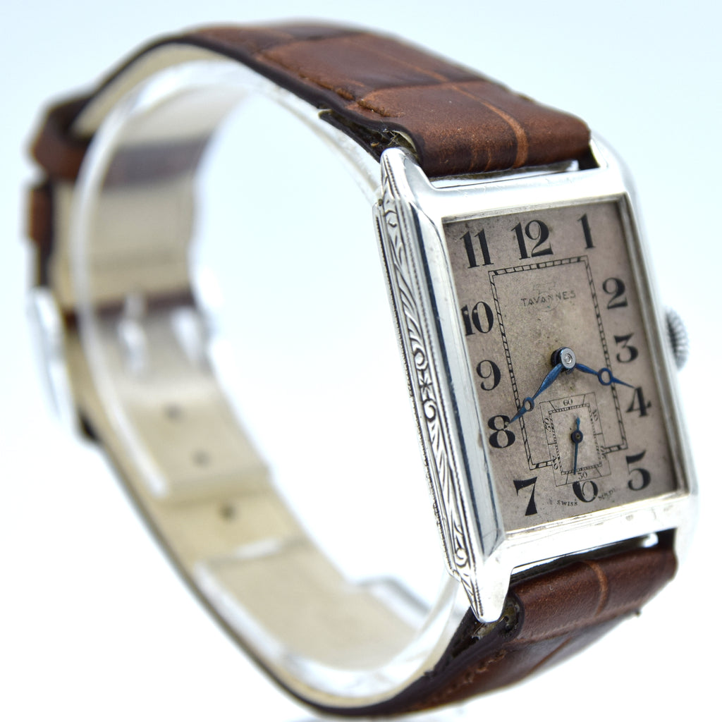 1930 Tavannes Cyma Rectangular Deco Tank Watch with Arabic Numerals in ...