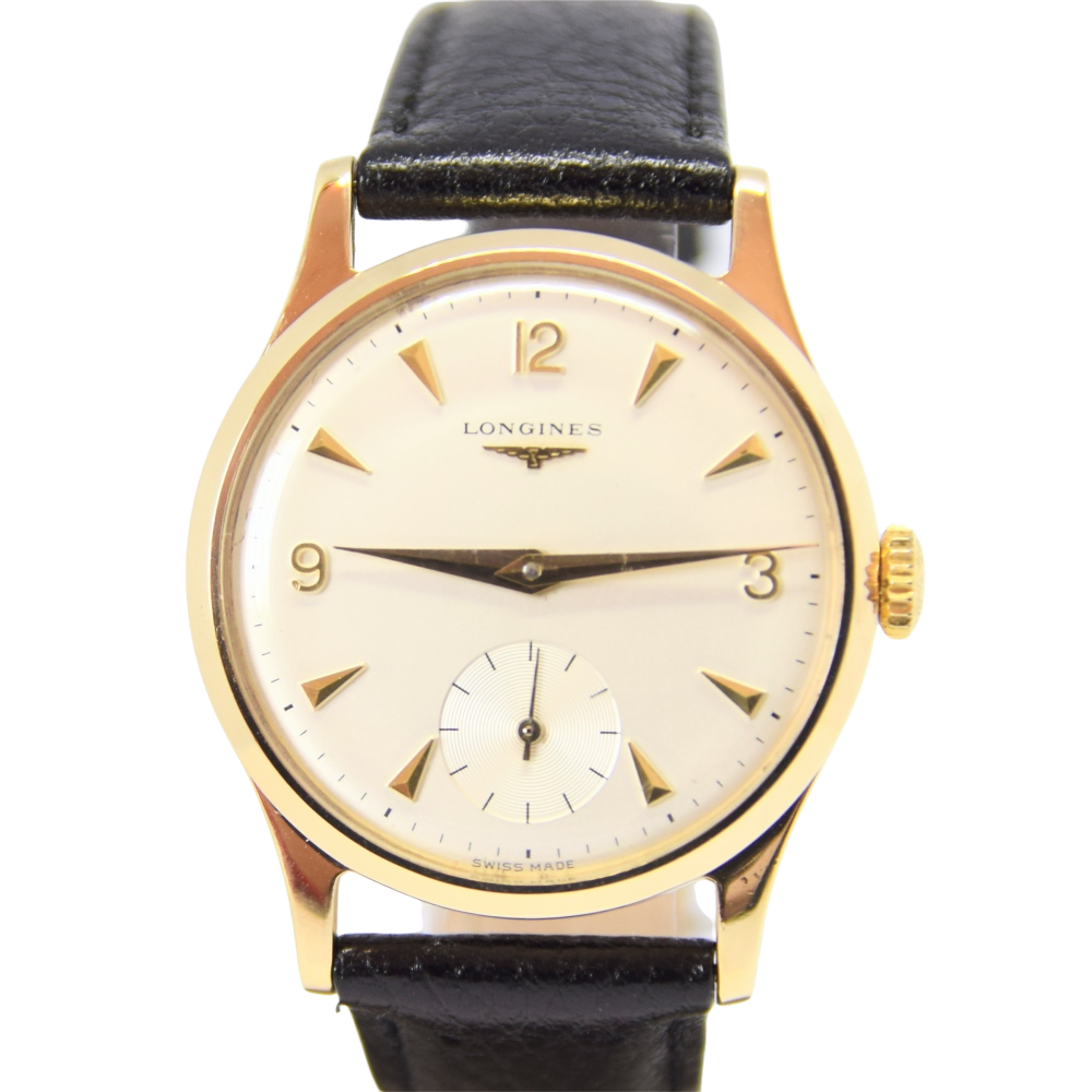 1964 Longines Solid 9ct Gold Dress Watch with Mixed Arrow and Arabic N ...