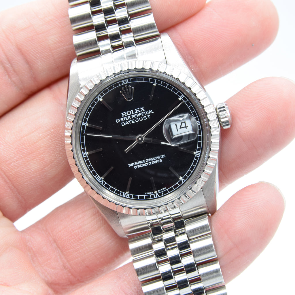 1979 Stunning Rolex Steel Oyster Perpetual Datejust Engine Turned Beze ...