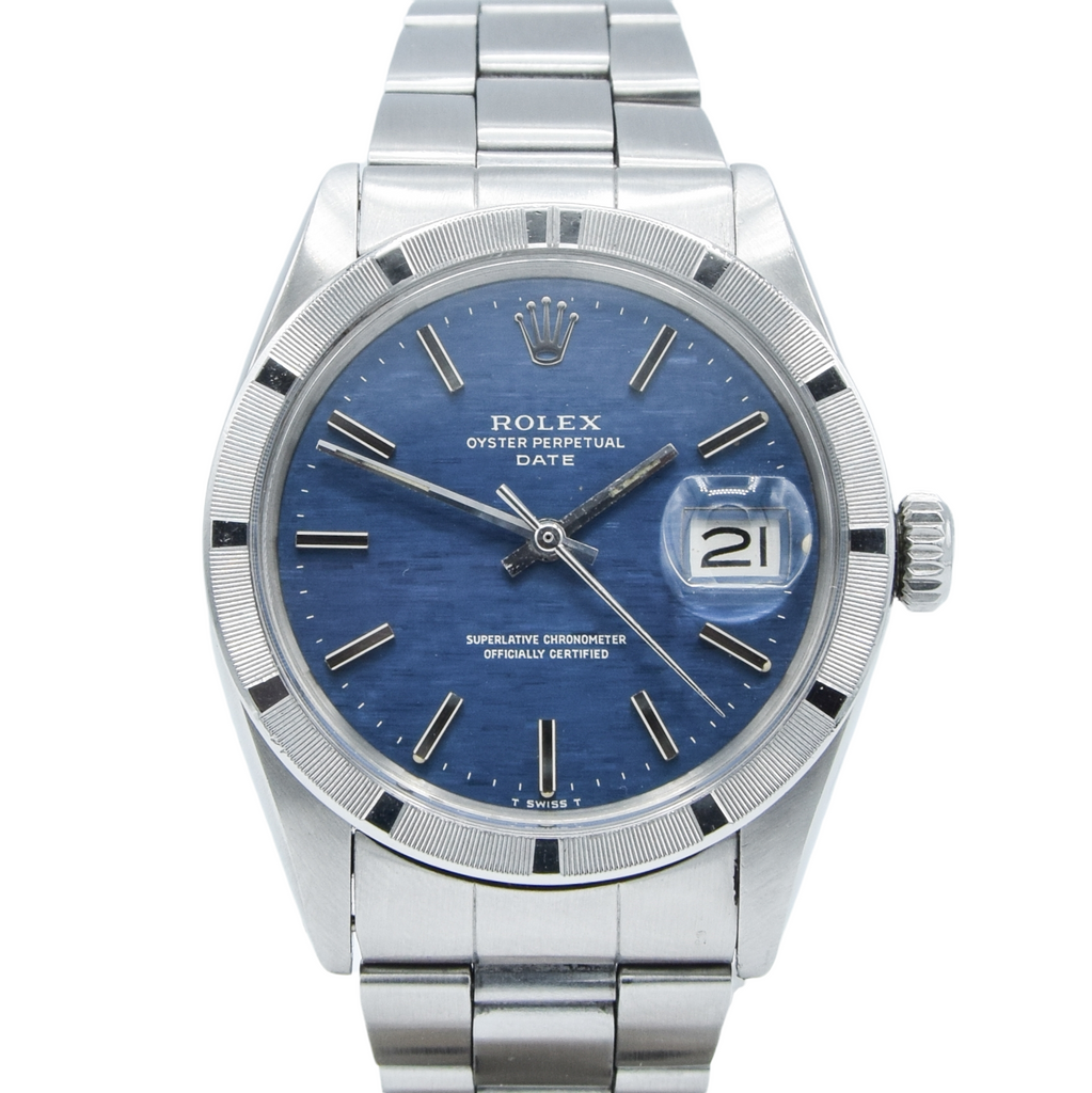 1971 Rolex Oyster Perpetual Date Model 1501 with Mosaic Blue Dial and ...