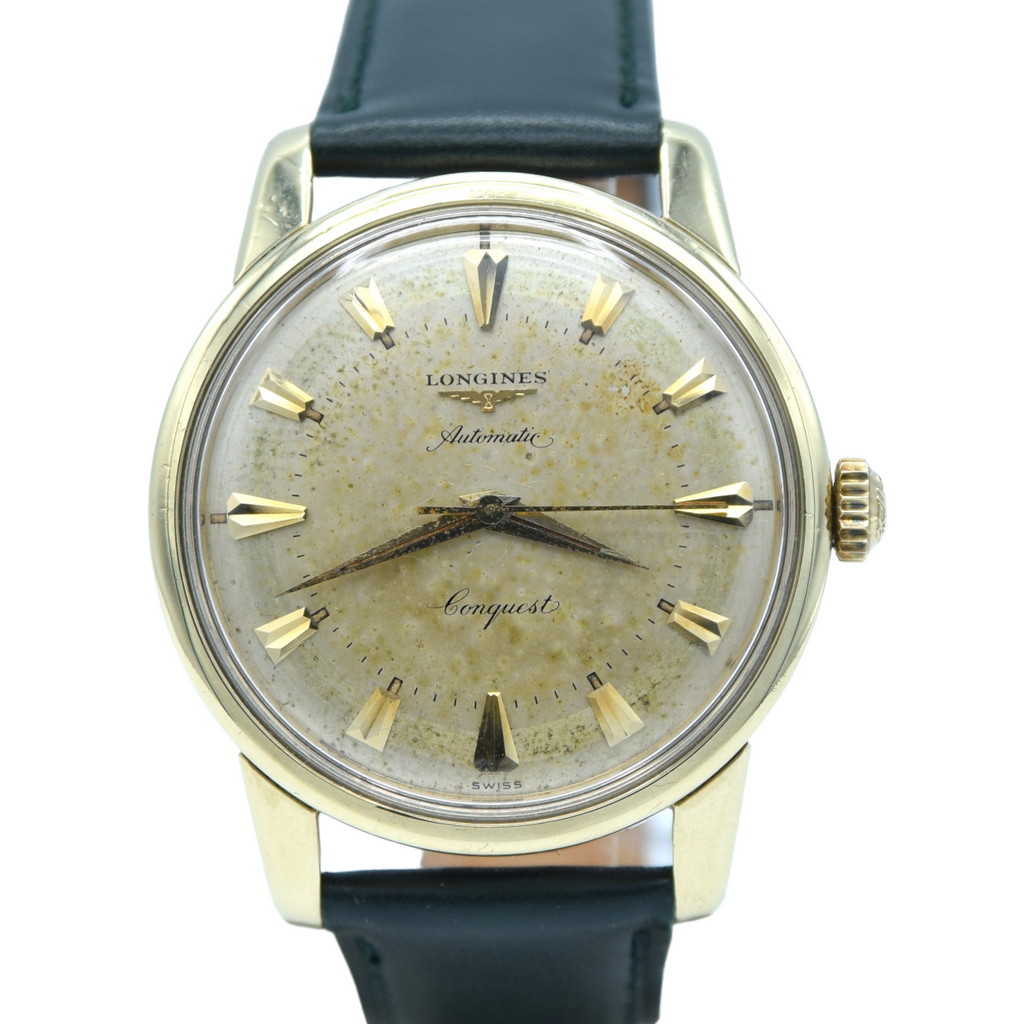 1959 Longines Conquest Automatic Model 9000 with Patina Dial in Gold C ...