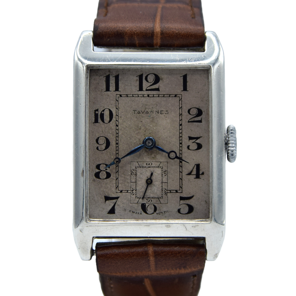 1930 Tavannes Cyma Rectangular Deco Tank Watch with Arabic Numerals in ...